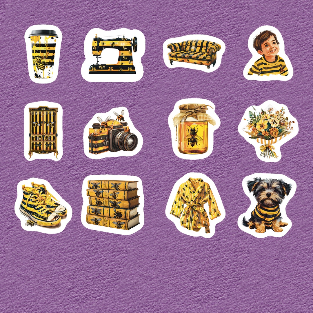 Bee Aesthetic Stickers, Set of 24 Stickers, Bee Stickers, Aesthetic ...