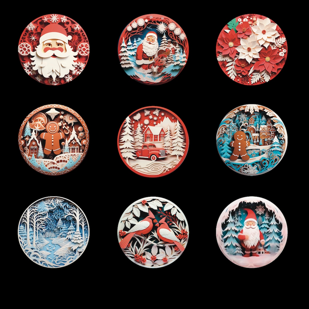 3D Christmas Ornament Stickers, Set 18 Stickers, Christmas Stickers ...