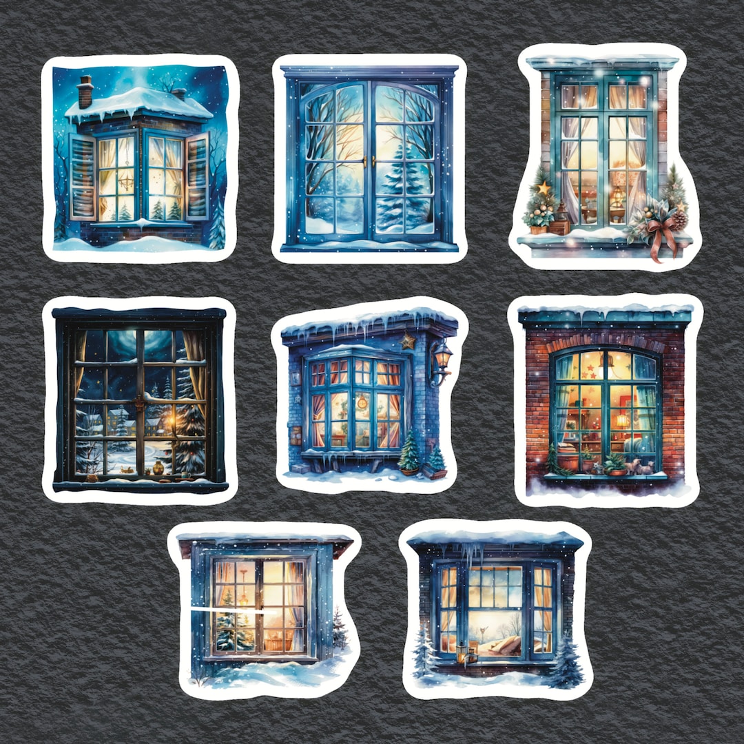Winter Window Scene Stickers, Set of 24 Stickers, Winter Stickers ...