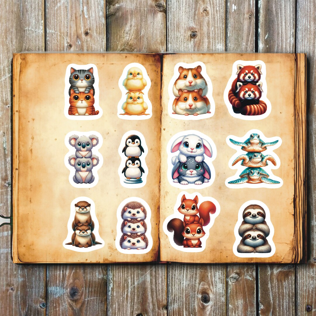 Animal Stacked Stickers, Set 24 Stickers, Animal Stickers, Animals on ...