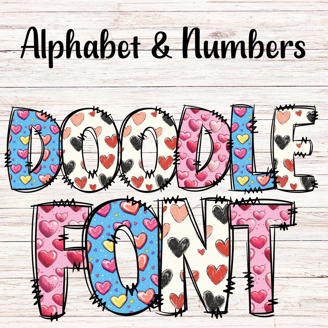 Valentine Doodle Letters PNG With Doodle Outline, Heart Clipart ...