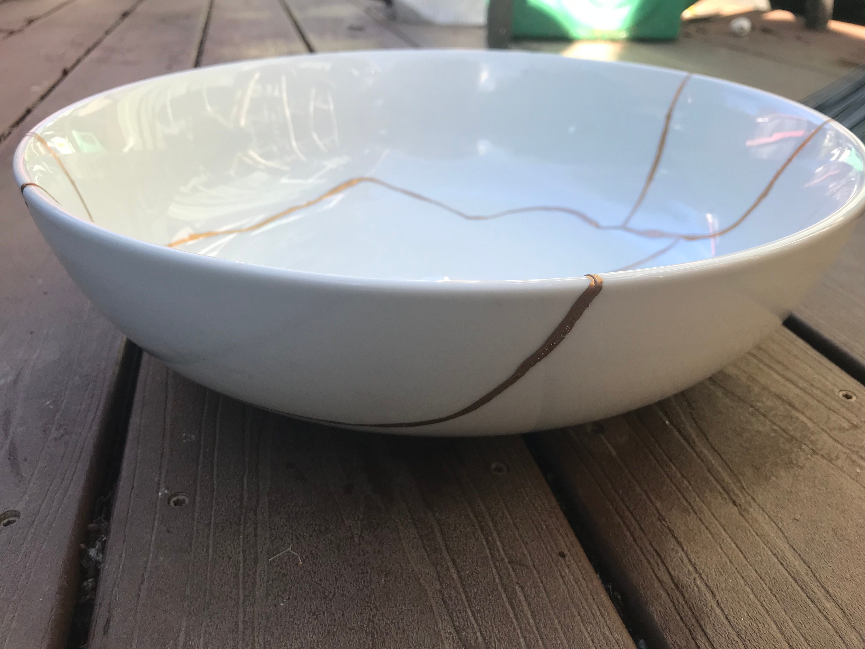 Large Kintsugi Decorative White Serving Bowl - Etsy