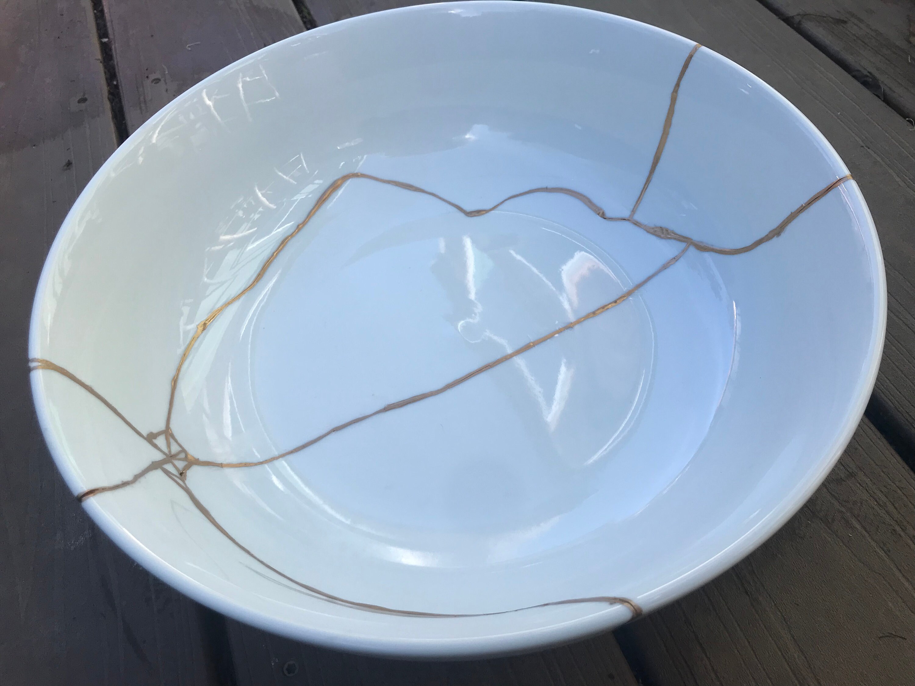 Large Kintsugi Decorative White Serving Bowl - Etsy