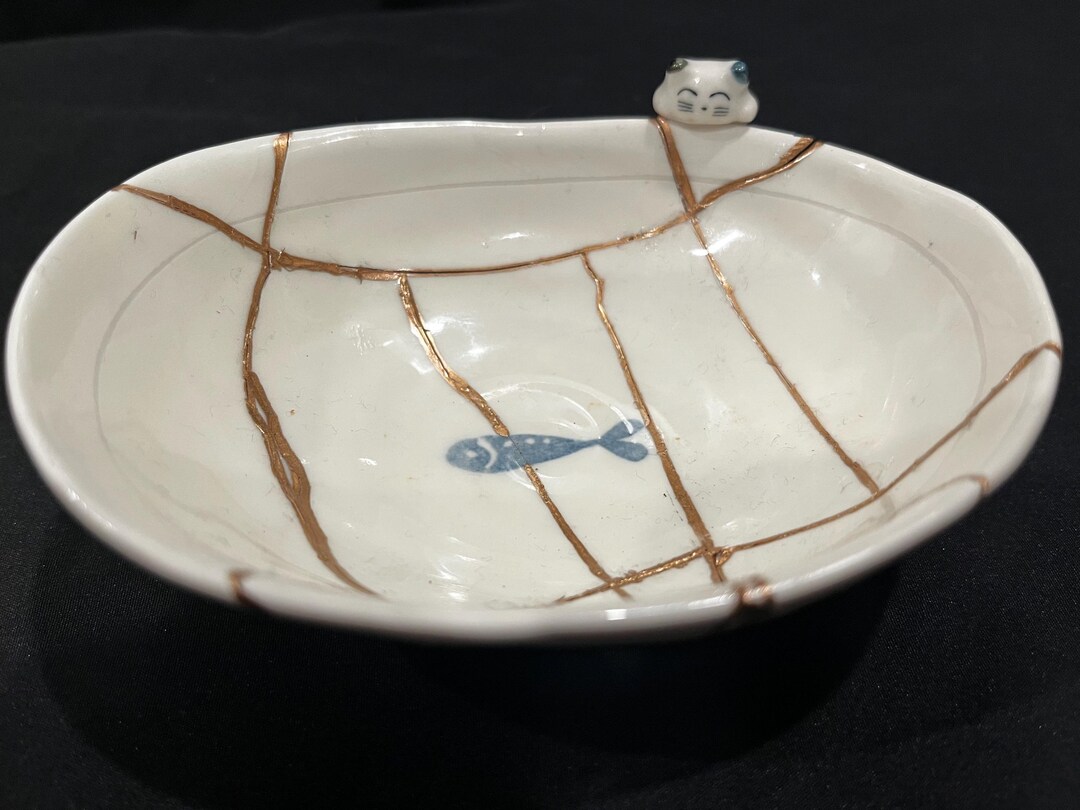 Kintsugi Small Bowl With Cats - Etsy