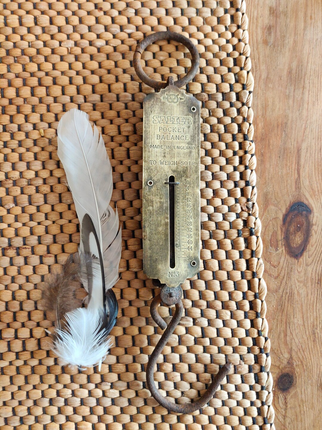 Antique Salter Pocket Scales: Brass & Green Enamel, 1920s Kitchen Decor ...