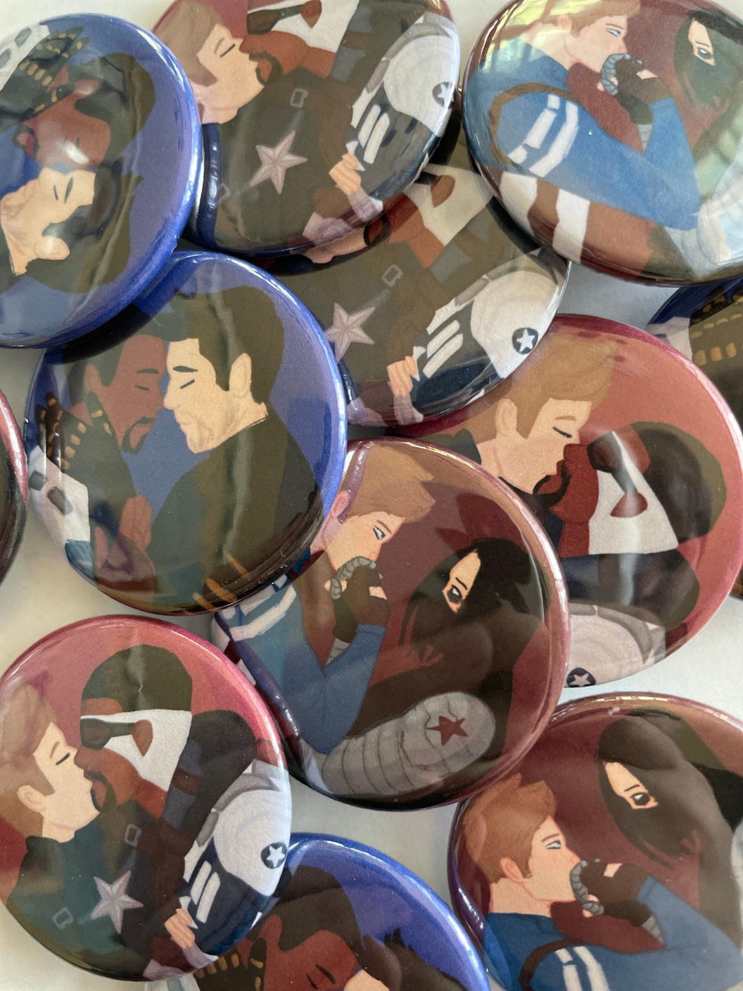 Captain America Steve Rogers Bucky Barnes Sam Wilson Marvel Ship Button ...