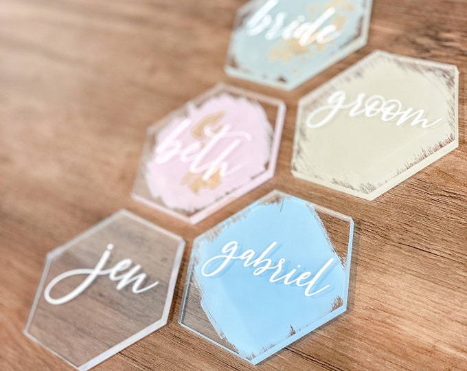Acrylic Wedding Name Card Hexagon Acrylic Place Cards - Etsy