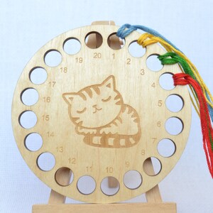Floss Organizer Sleeping Cat, Cute Kitty Wooden Thread Holder for Cross ...