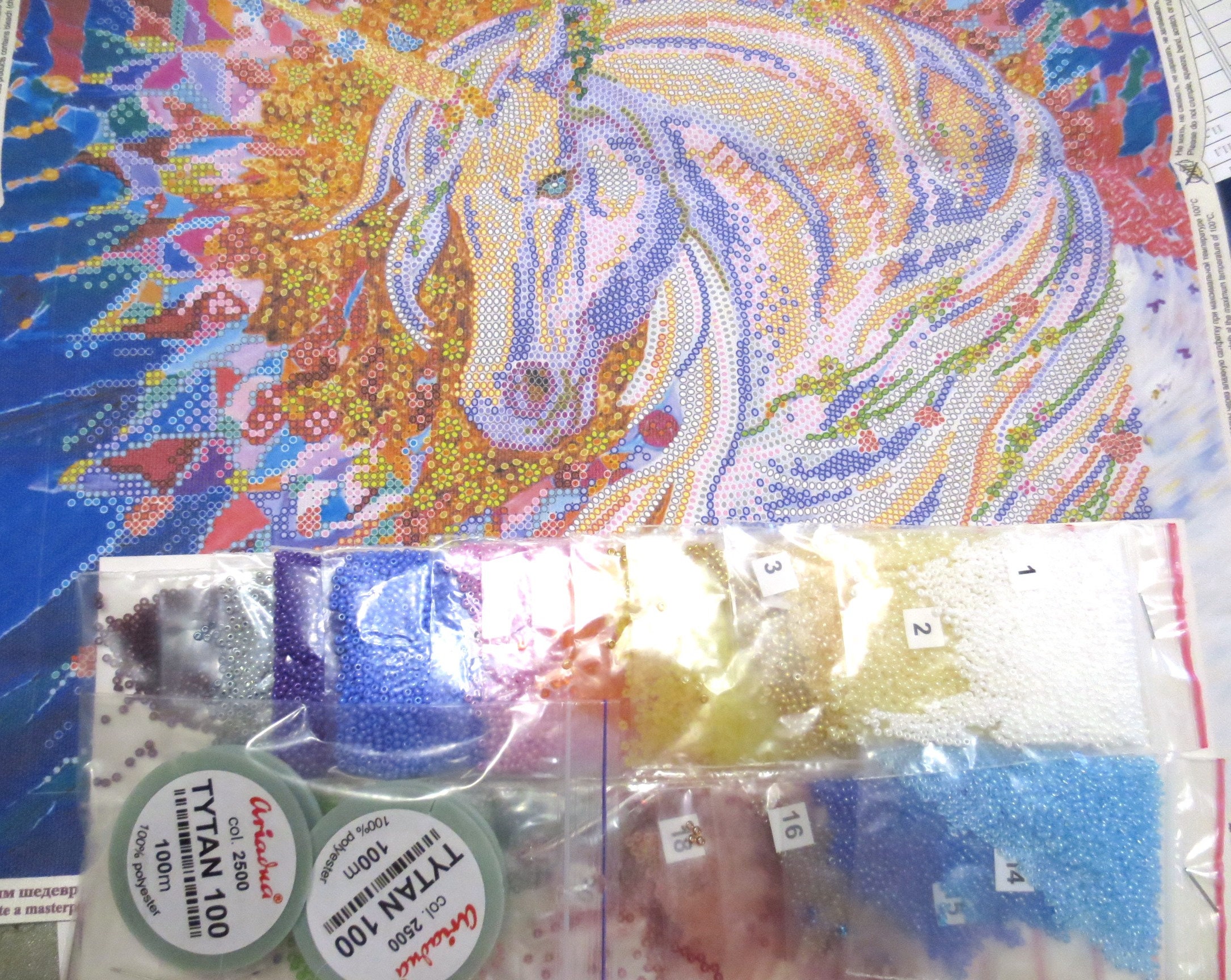 DIY Bead Embroidery Kit Unicorn DIY Gift Idea Needlepoint Kits Home ...