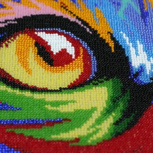 Colorful Cat DIY Bead Embroidery Kit, Needlepoint Kits, Animal Home ...