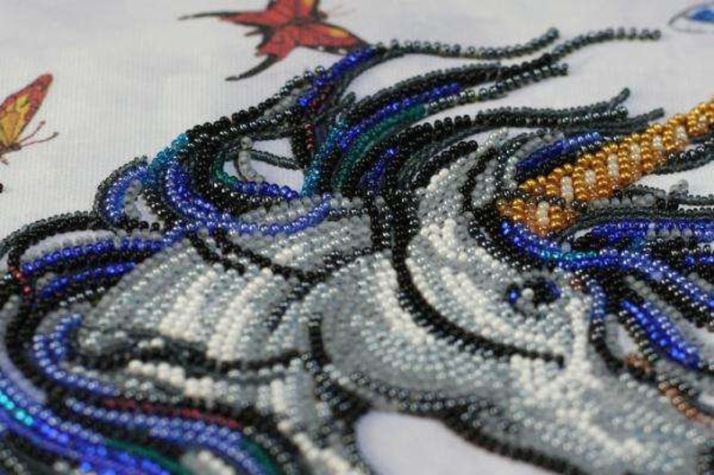Unicorn DIY Bead Embroidery Kit DIY Gift Idea Needlepoint Kits Fantasy ...