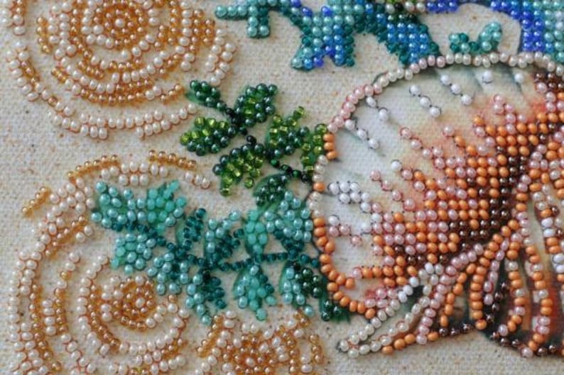 DIY Bead Embroidery Kit Tropical Sea Turtle DIY Gift Idea Needlepoint ...