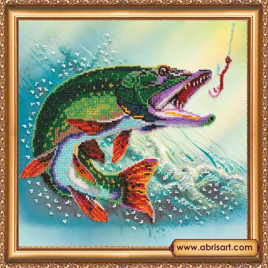 Fishing DIY Bead Embroidery Kit DIY Gift Idea Needlepoint Kits Home ...