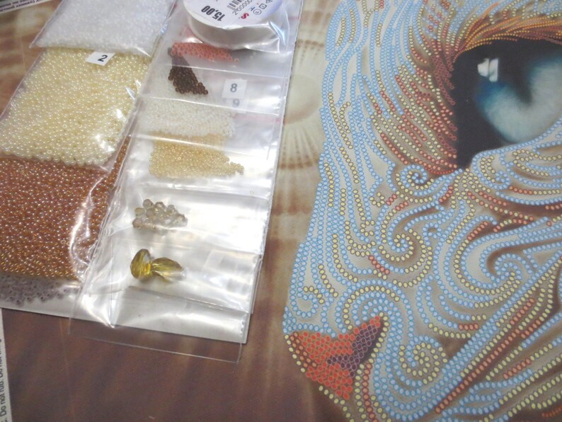 Cat DIY Bead Embroidery Kit Needlepoint Kits Home Wall Decor Embroidery ...