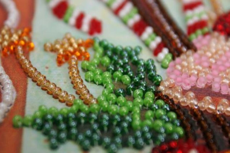 DIY Bead Embroidery Kit Christmas Bead Kit Holiday Cake DIY Gift Idea ...