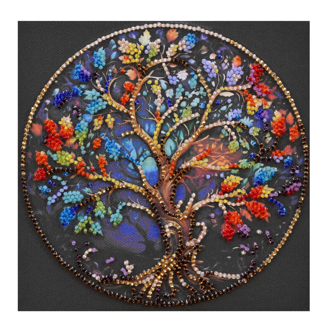 DIY Bead Embroidery Kit the Tree of Life, DIY Gift Idea, Needlepoint ...