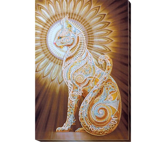 DIY Bead Embroidery Kit Cat Needlepoint Kits | Etsy