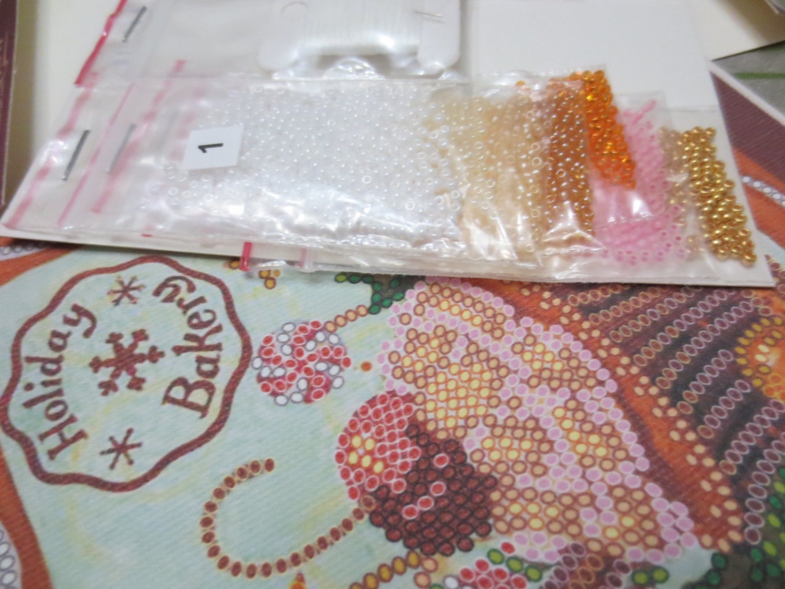 DIY Bead Embroidery Kit Christmas Bead Kit Holiday Cake DIY Gift Idea ...