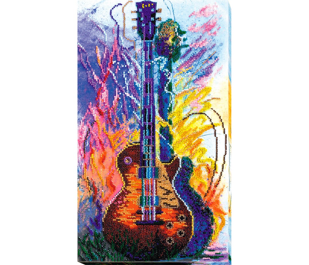 Guitar DIY Bead Embroidery Kit, DIY Gift Idea, Music Colorfull ...