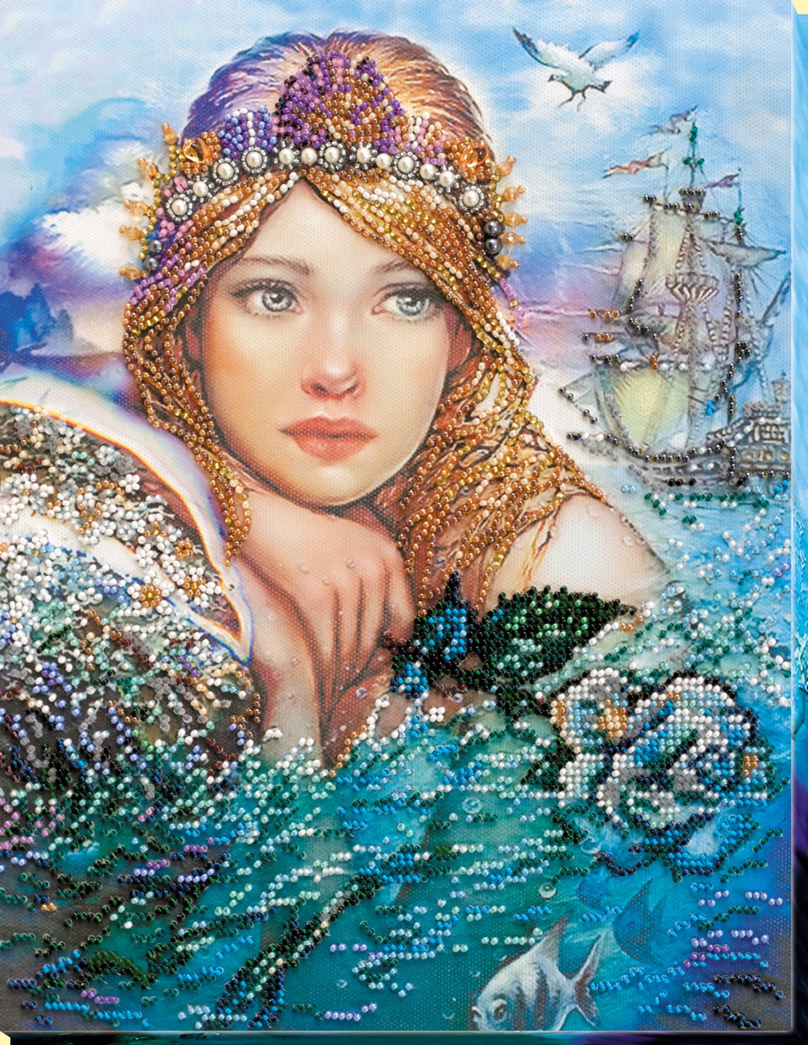 Mermaid DIY Bead Embroidery Kit DIY Gift Idea Needlepoint - Etsy