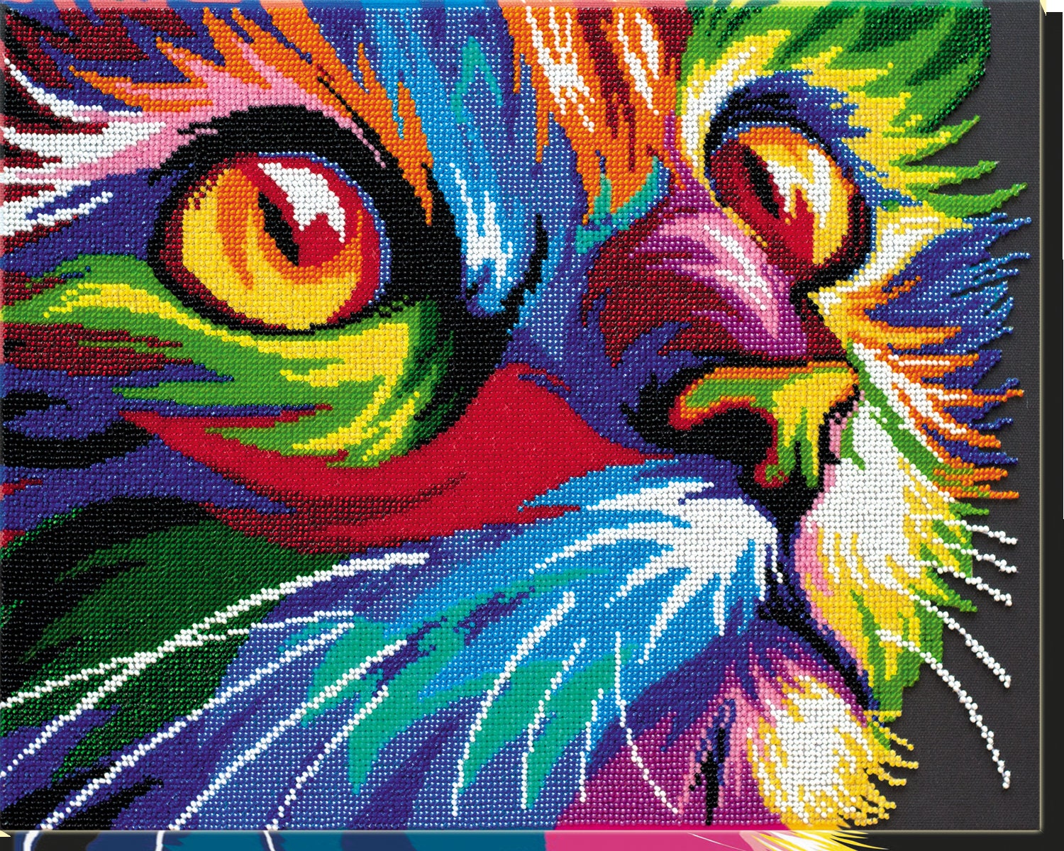 Colorful Cat DIY Bead Embroidery Kit Needlepoint Kits Animal - Etsy