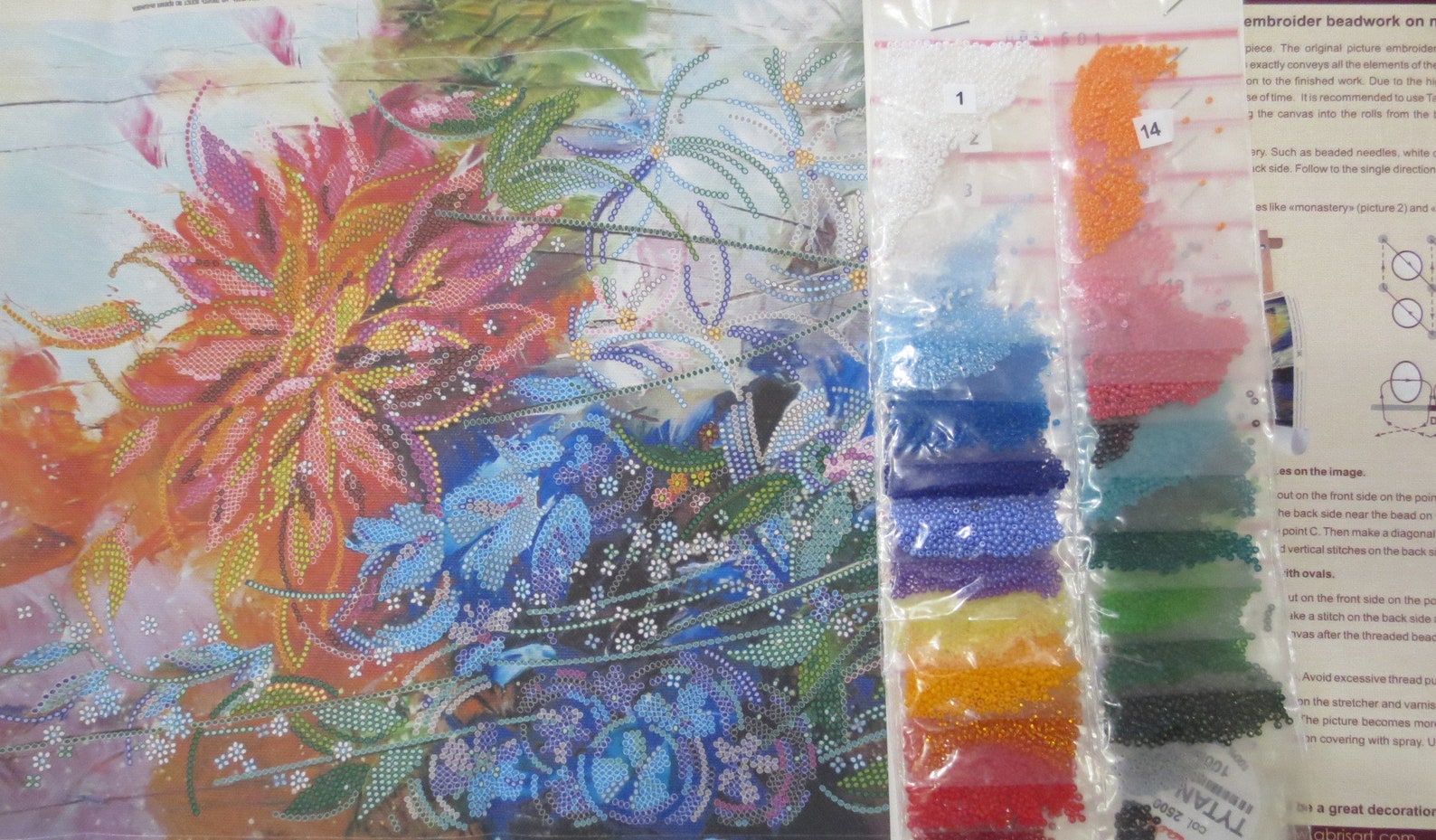 Vivid Flower DIY Bead Embroidery Kit, DIY Gift Idea, Needlepoint Kits ...