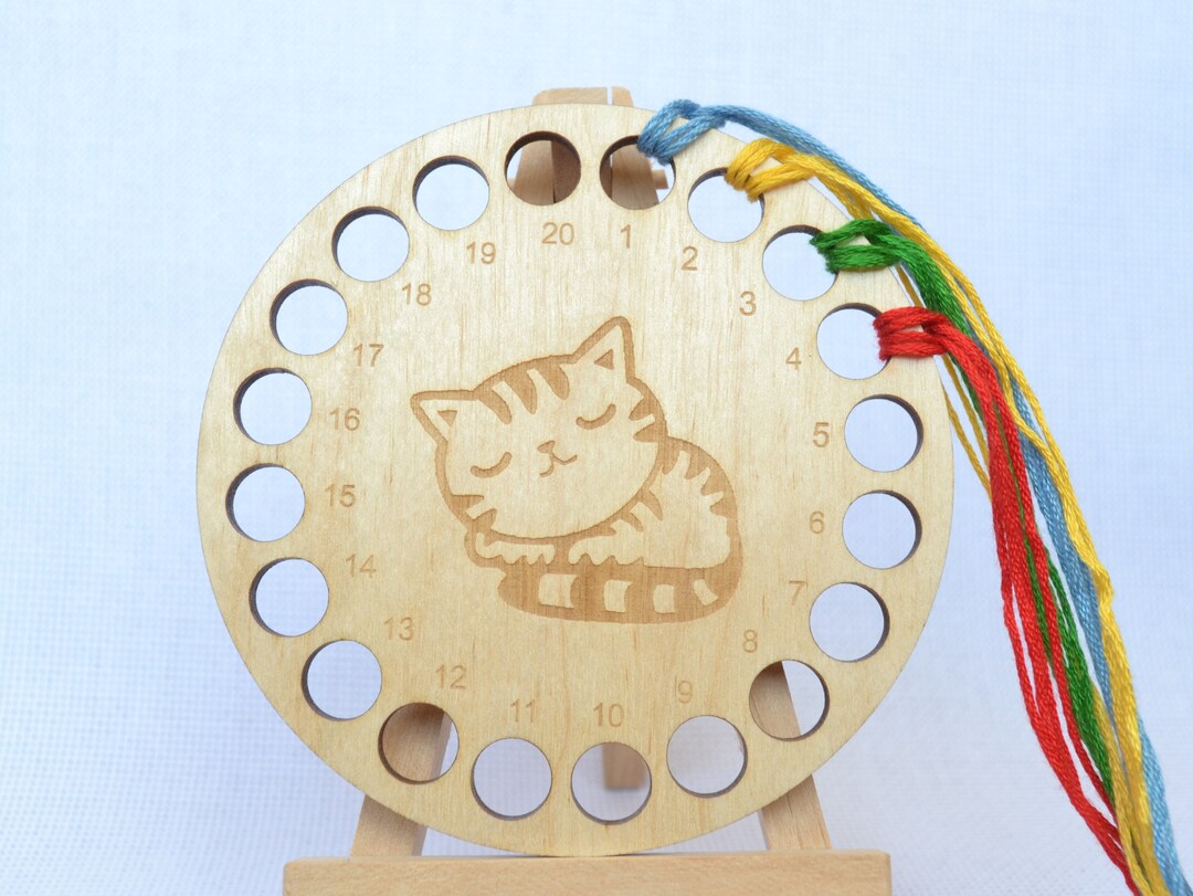Floss Organizer Sleeping Cat, Cute Kitty Wooden Thread Holder for Cross ...