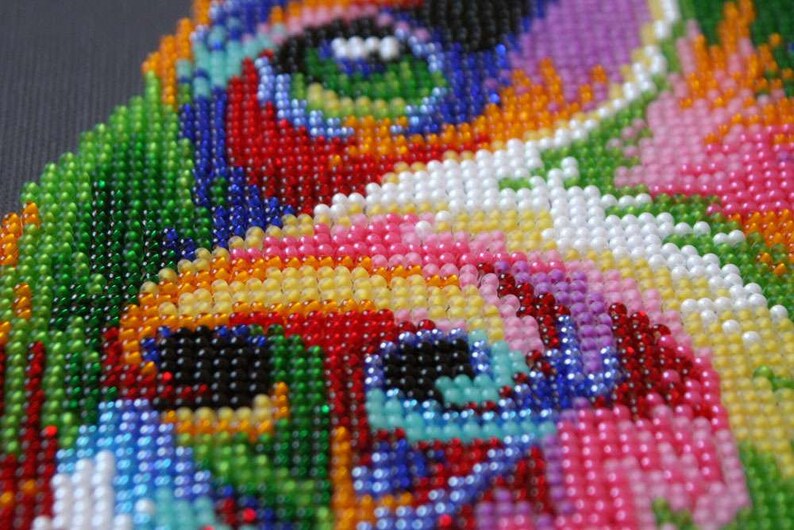 Colorful Dog DIY Bead Embroidery Kit Needlepoint Kits Animal - Etsy