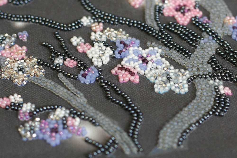 DIY Bead Embroidery Kit, Night Sakura Flower Branch, Needlepoint Kits ...