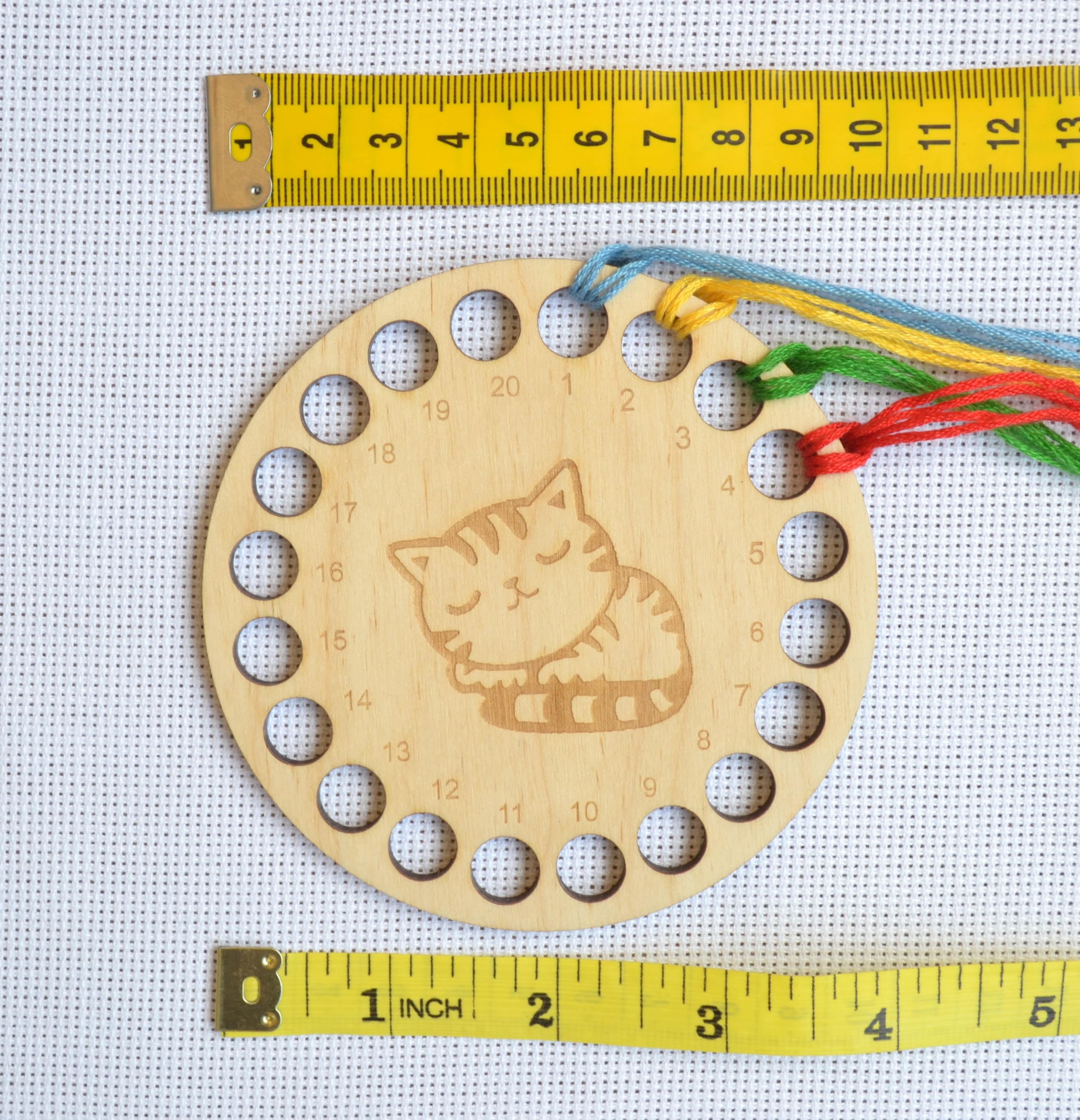 Floss Organizer Sleeping Cat Cute Kitty Wooden Thread Holder - Etsy