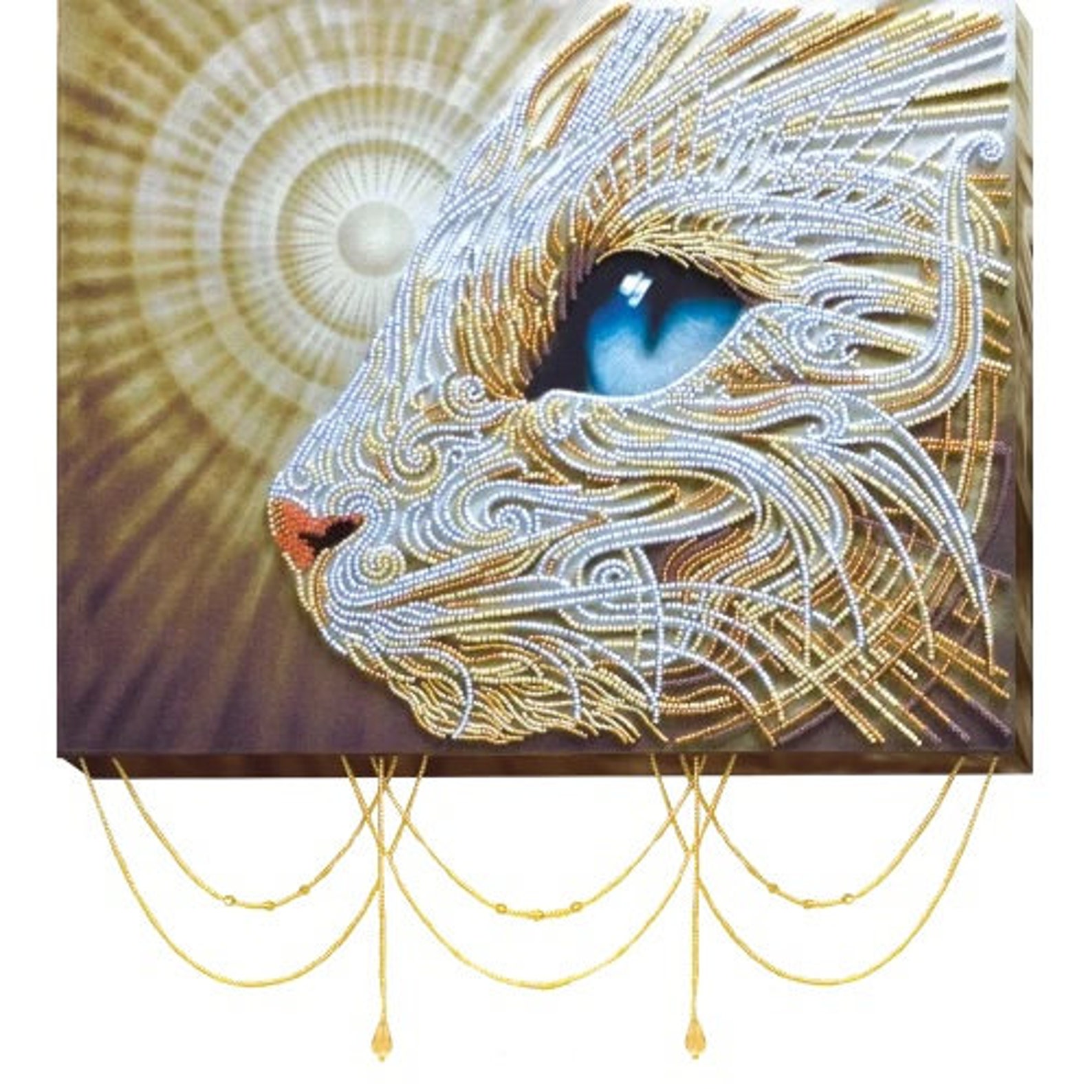 Cat DIY Bead Embroidery Kit Needlepoint Kits Home Wall Decor Embroidery ...