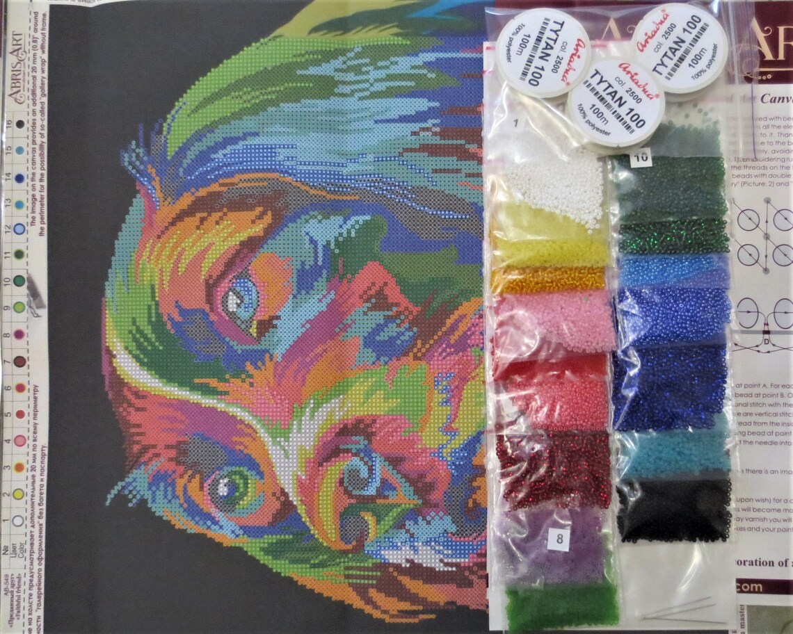 Colorful Dog DIY Bead Embroidery Kit Needlepoint Kits Animal - Etsy