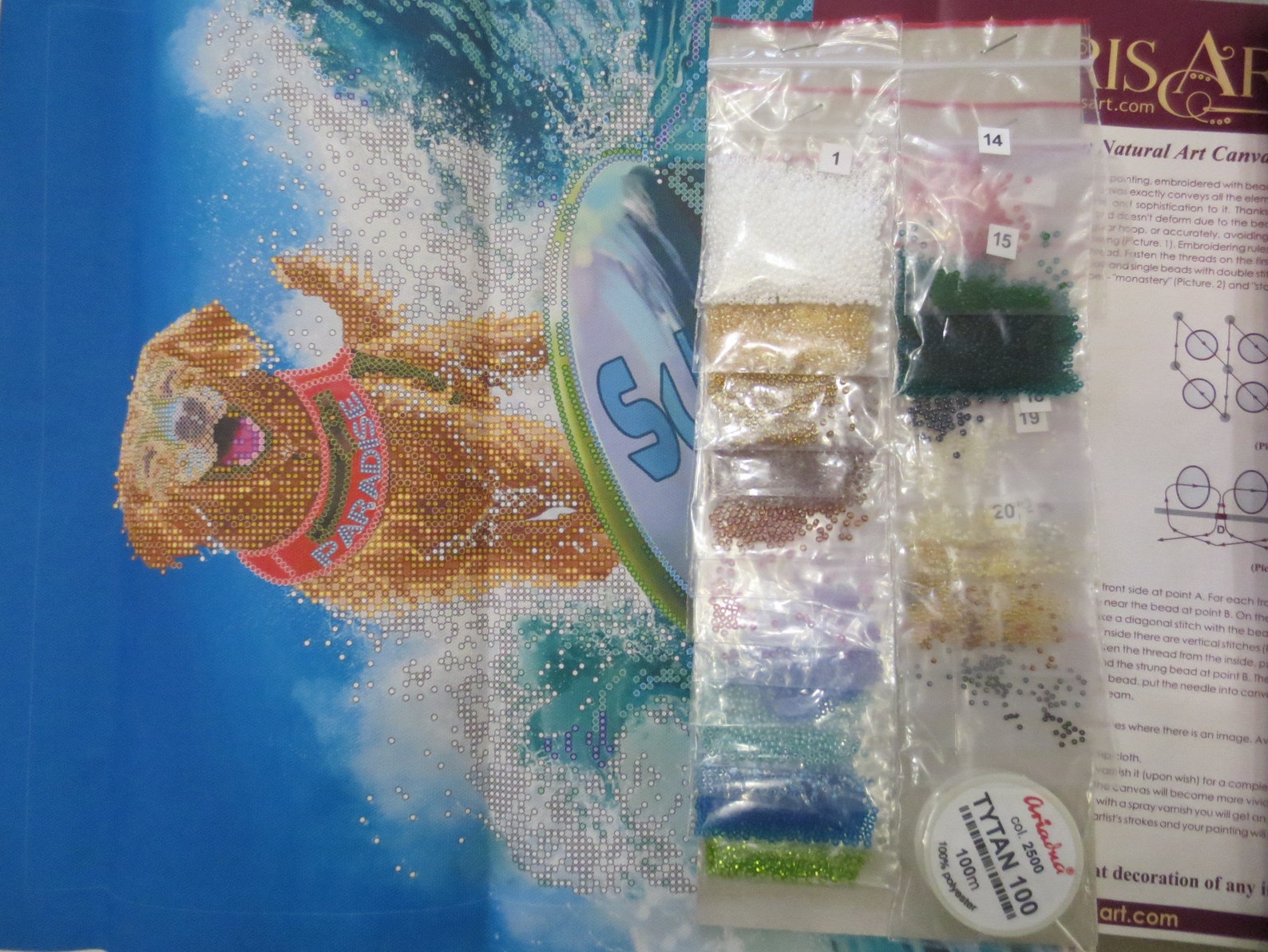 DIY Bead Embroidery Kit Sea Wave Needlepoint Kit Coastal Home Wall ...