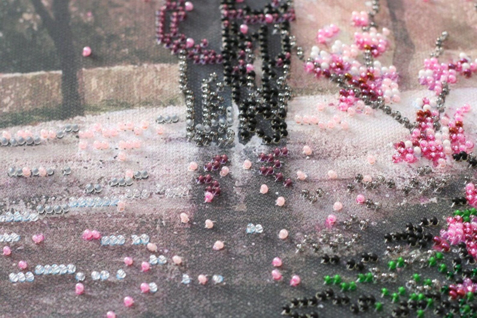 DIY Bead Embroidery Kit Fleur / Sakura Blossom,on Art Cotton Canvas ...