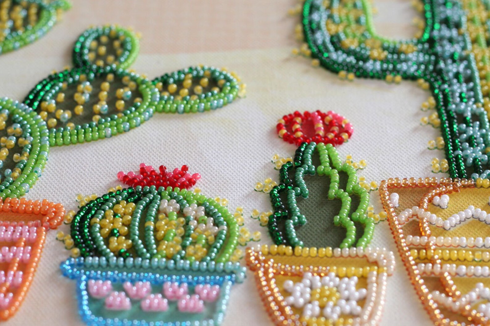 Cactus DIY Bead Embroidery Kit DIY Gift Idea Needlepoint Kits Cacti ...