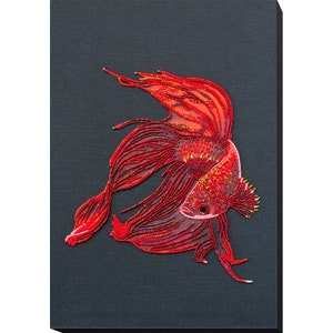 Fish Bead Embroidery Kit DIY, Red Halfmoon Fish, Needlepoint Kits, Home ...