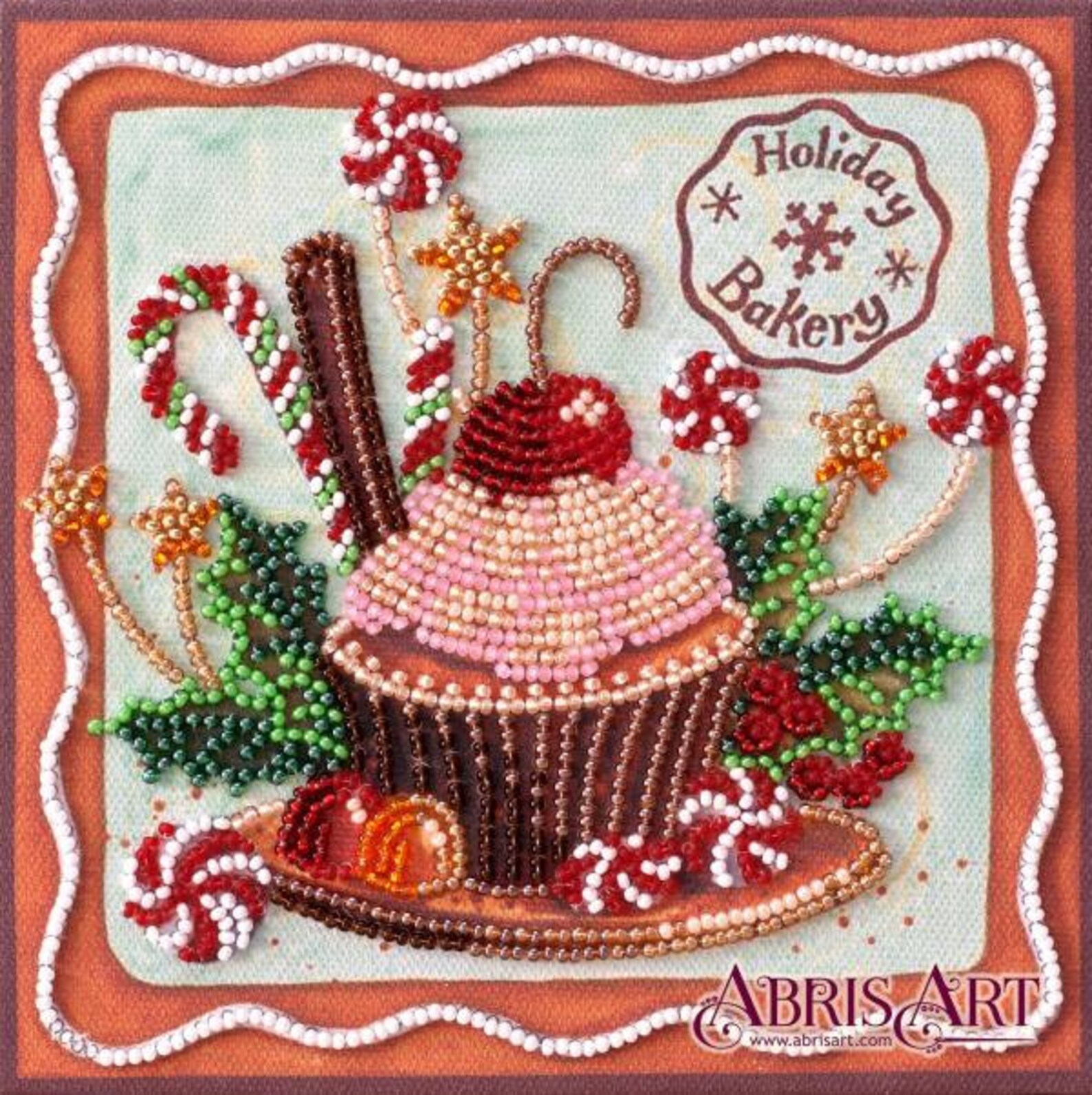 DIY Bead Embroidery Kit Christmas Bead Kit Holiday Cake DIY Gift Idea ...