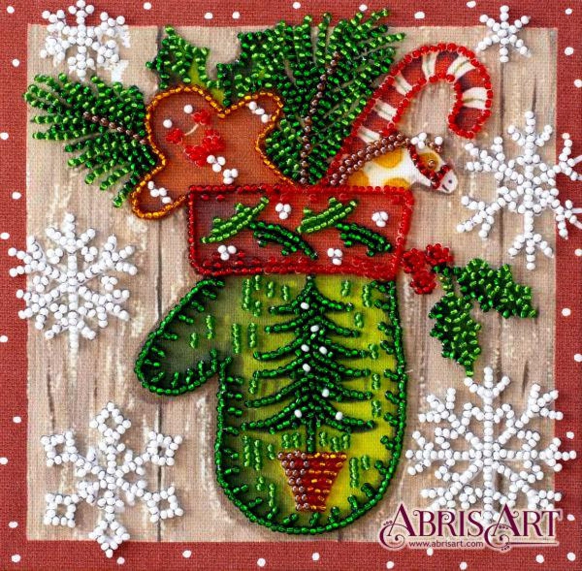 DIY Bead Embroidery Kit Christmas Bead Kit Mitten DIY Gift Idea ...