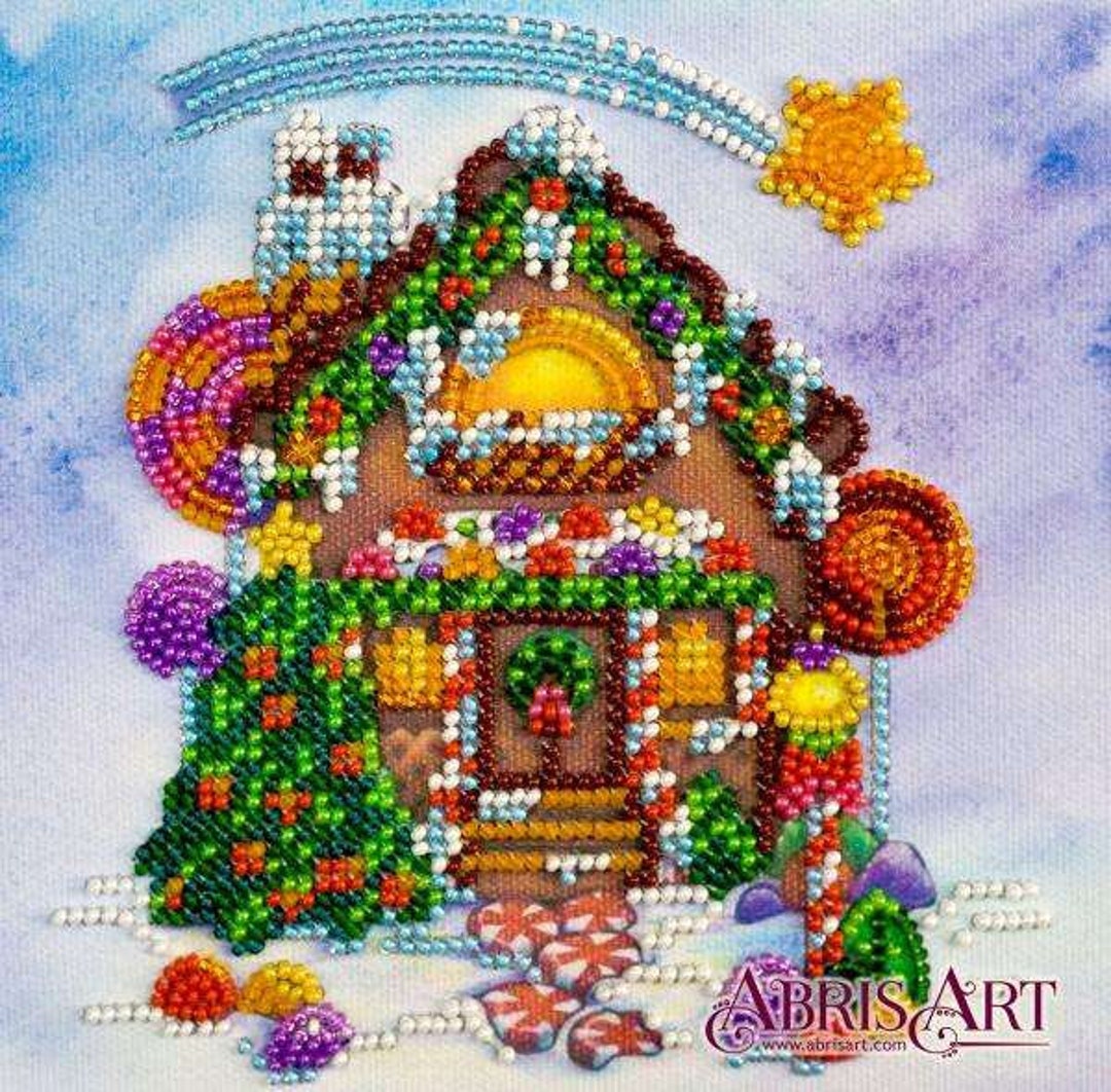 DIY Bead Embroidery Kit Christmas Bead Kit Gingerbread House DIY Gift ...