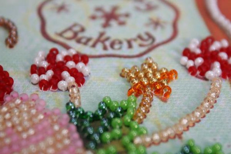 DIY Bead Embroidery Kit Christmas Bead Kit Holiday Cake DIY Gift Idea ...