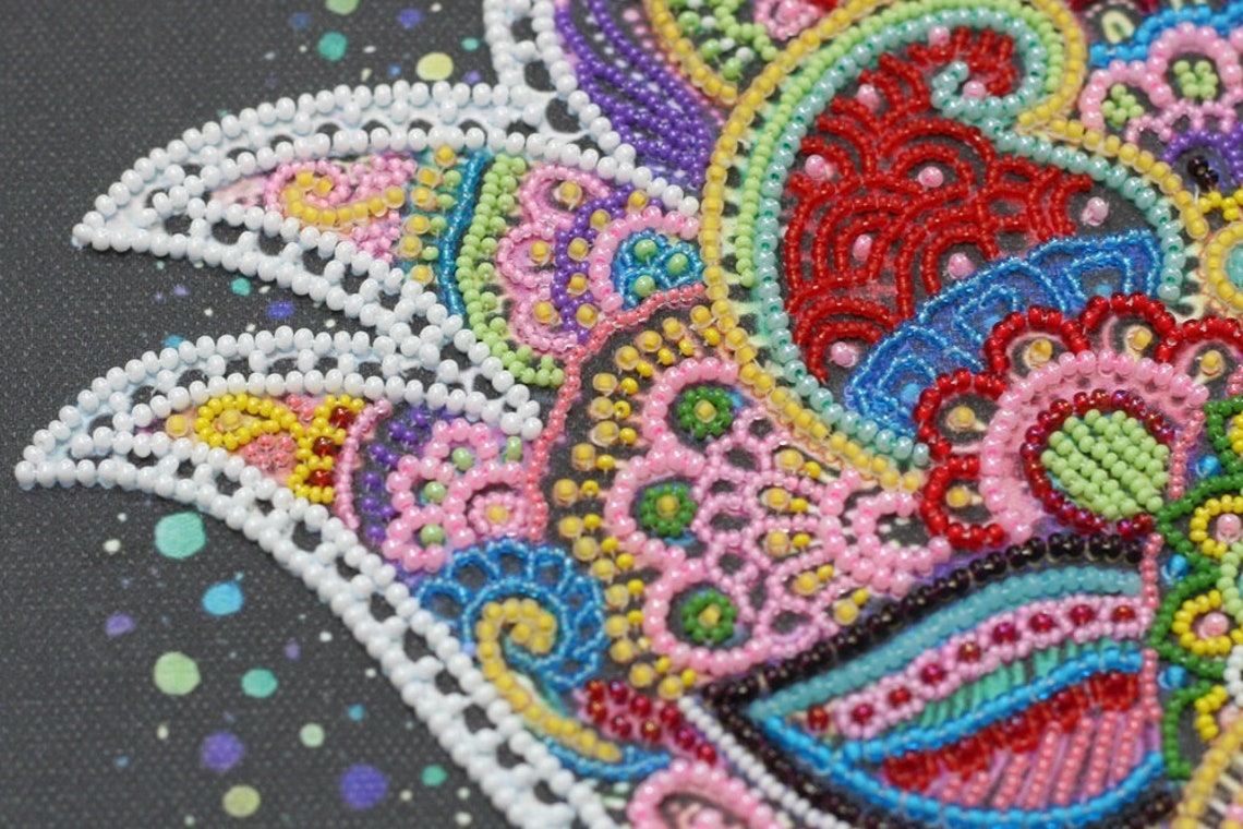 DIY Bead Embroidery Kit Colorful Lotus Mandala Needlepoint - Etsy