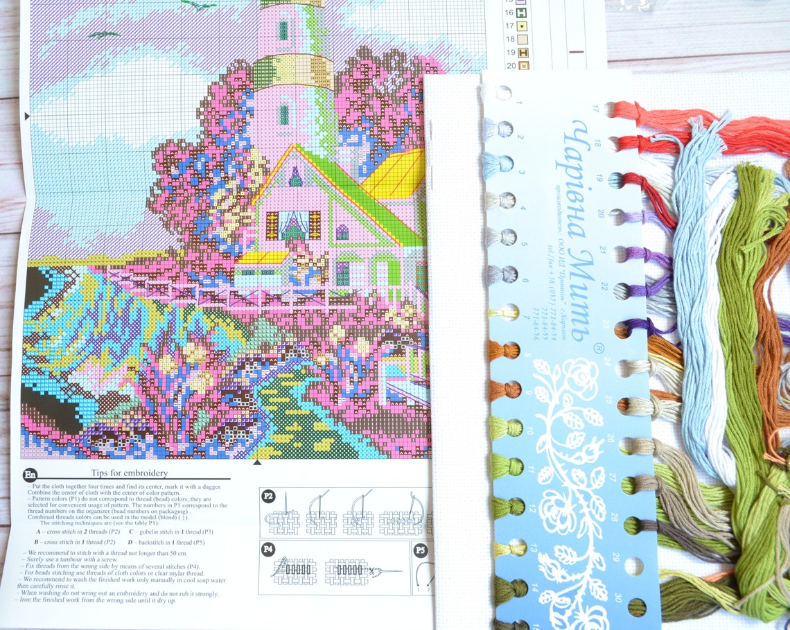 Lighthouse Cross Stitch Kit, Modern Embroidery Kit, Beacon Counted ...