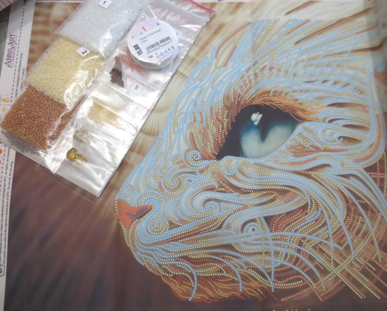 Cat DIY Bead Embroidery Kit Needlepoint Kits Home Wall Decor Embroidery ...