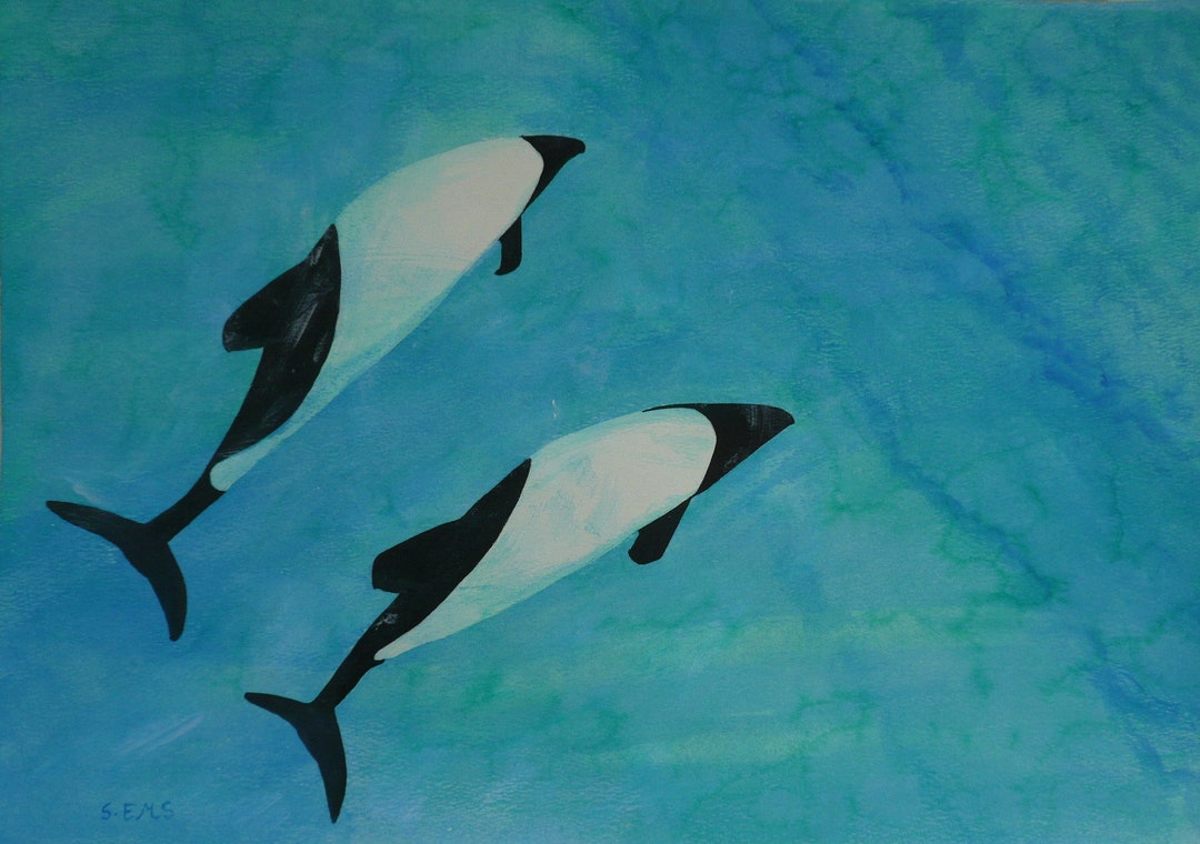 Oil - Acrylic Painting Original Hand Painted Dolphins - Etsy