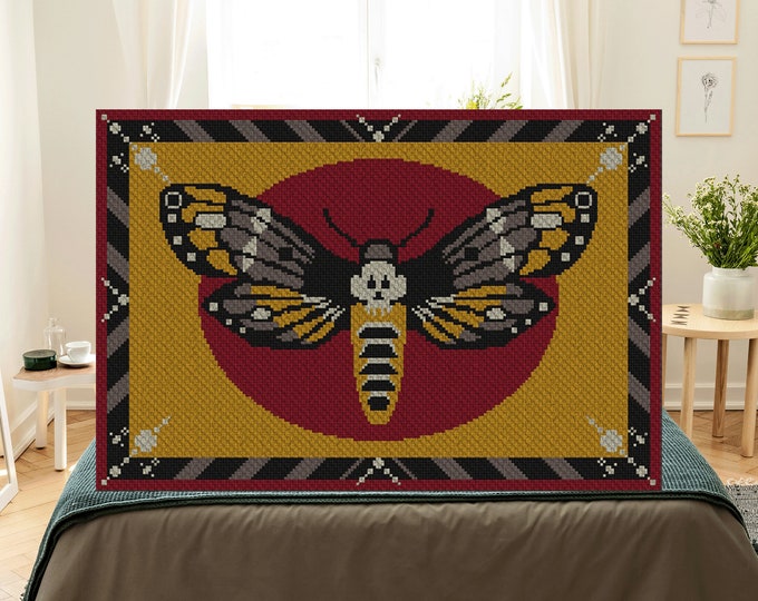 Luna Moth Afghan C2C Häkelanleitung & Graphghan Häkelanleitung Ecke zu ...