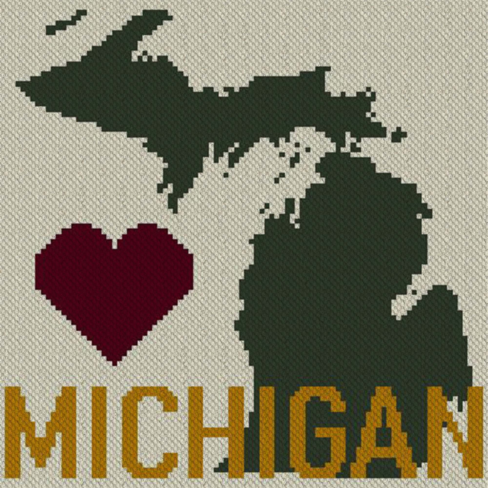 Heart Michigan C2C Afghan Crochet Pattern Corner to Corner - Etsy