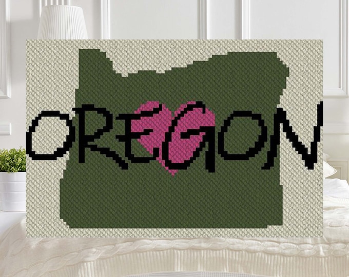 Heart Oregon C2C Afghan Crochet Pattern | Corner to Corner PDF Crochet ...