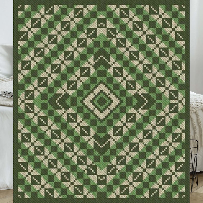 Queen Patty Pans Argyle Afghan C2C Crochet Pattern Corner to - Etsy