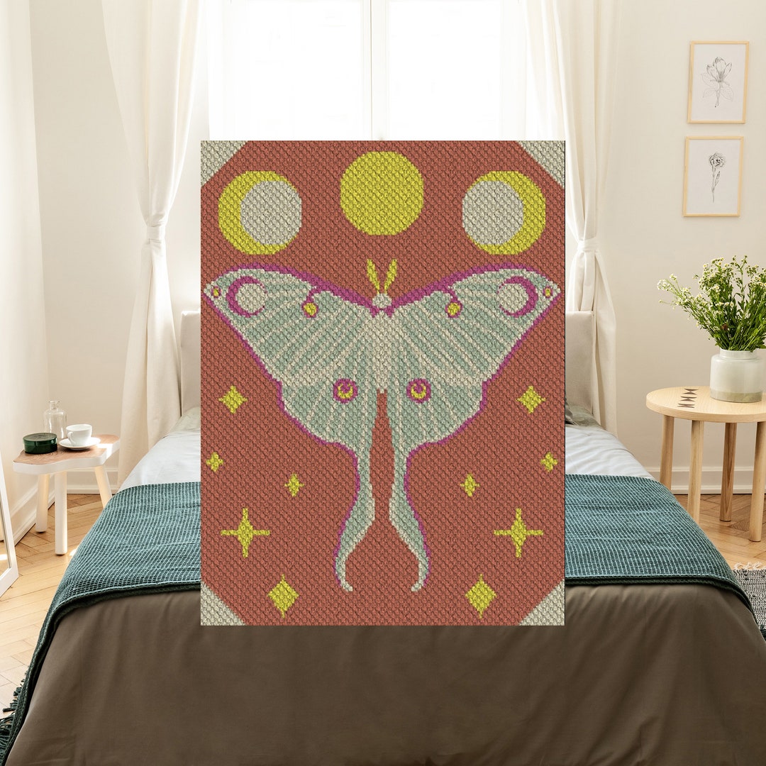 Luna Moth Afghan C2C Crochet Pattern & Graphghan Crochet Pattern Corner ...