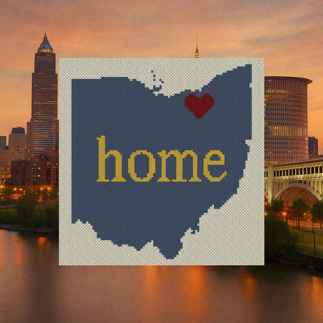 Home in Cleveland Ohio Crochet Pattern C2C & Graphghan PDF Ohio State ...